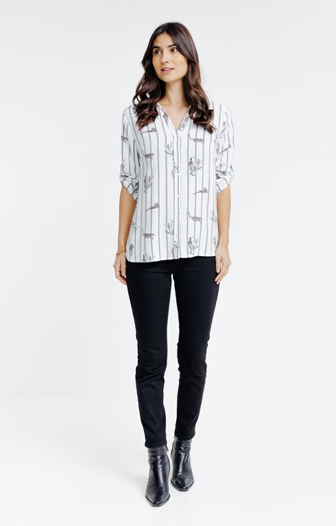 Chemise rayée imprimé jungle - coloris ÉCRU - Armand Thiery