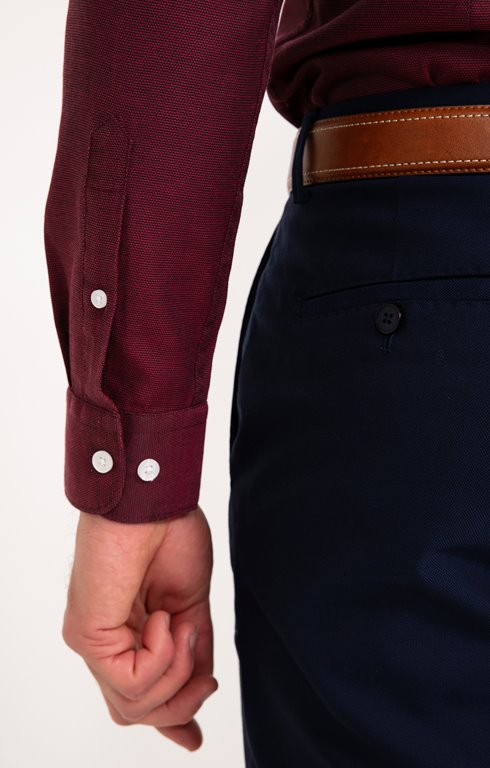 Chemise à manches longues Microtriangle - coloris BORDEAUX - Armand Thiery