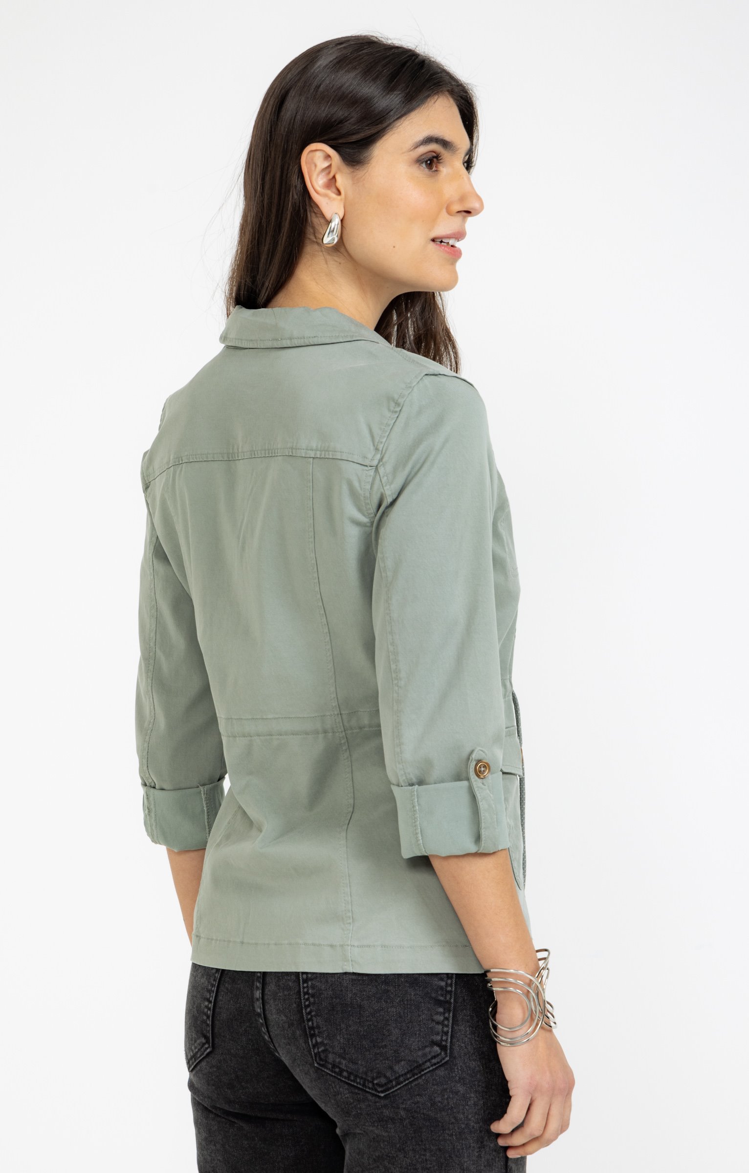 Saharienne en coton Tencel™ Lenzing - coloris VERT NIL - Armand Thiery