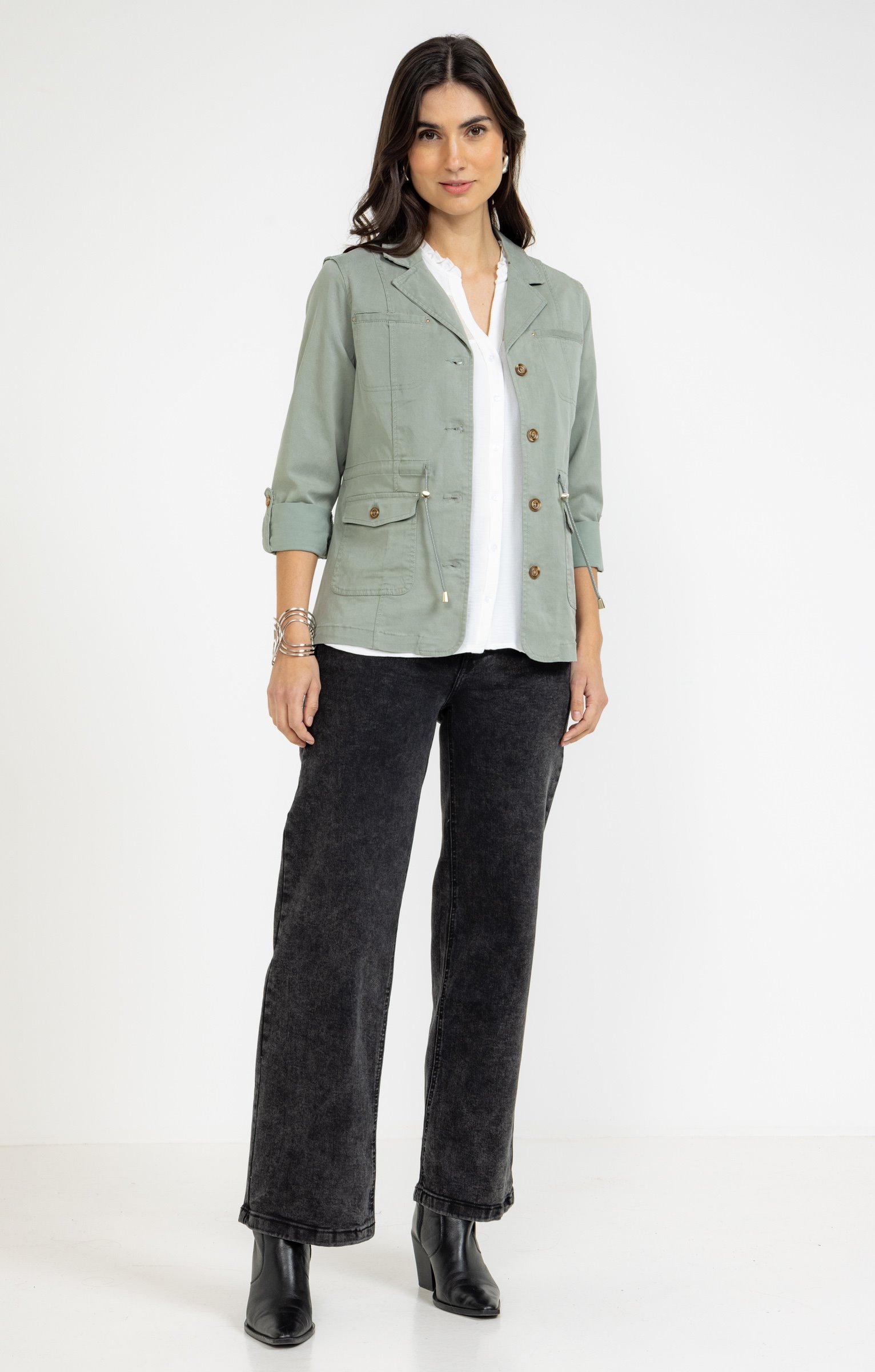 Saharienne en coton Tencel™ Lenzing - coloris VERT NIL - Armand Thiery