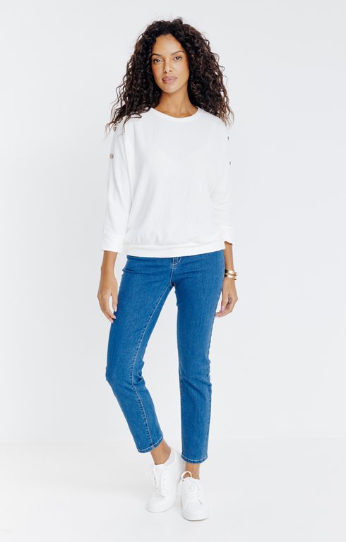 Tee-shirt uni manches 3/4 - coloris ÉCRU - Armand Thiery