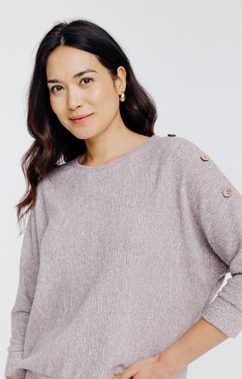 Tee-shirt uni manches 3/4 - coloris TAUPE - Armand Thiery