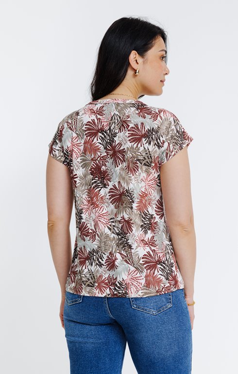Tee-shirt manches courtes col mao - coloris BRIQUE - Armand Thiery